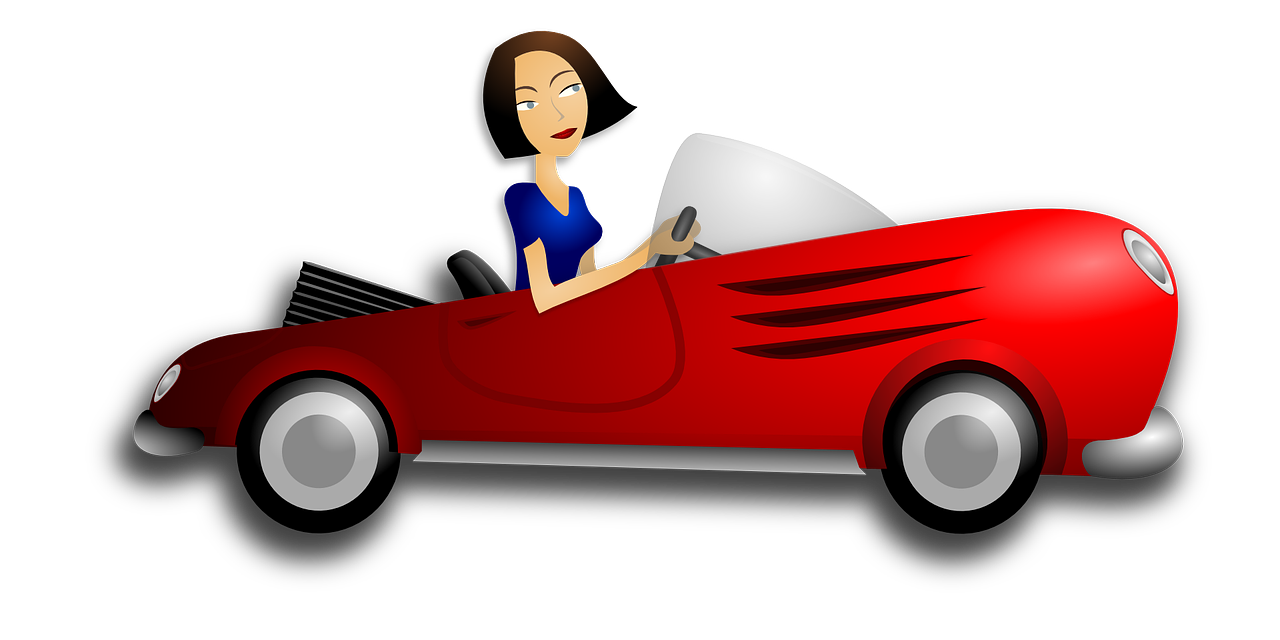 Woman Driving A Car Cartoon